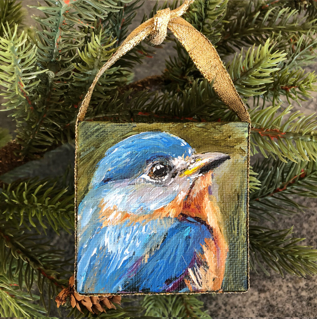 Mini Blue Bird Ornament - Laura Brady Gallery